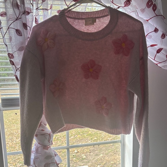 Dreamers By Debut | Sweaters | Chic Floral Pink Sweater | Poshmark